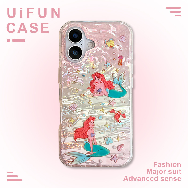 อะนิเมะ Disney Mermaid Ariel Princess โทรศัพท์มือถือสําหรับ iPhone 16 15 14 Pro Max 13 iPhone16 ...