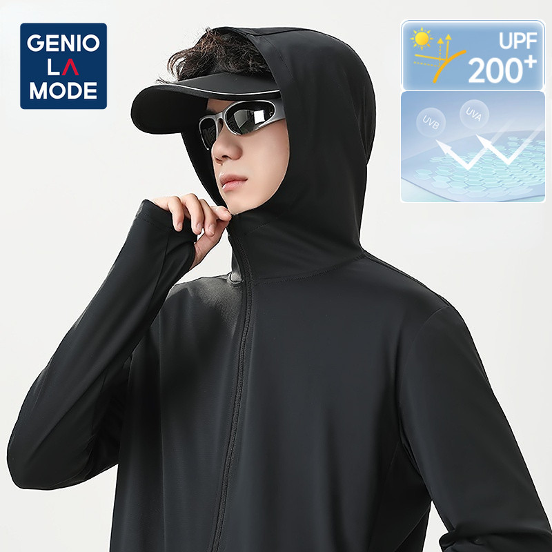GENIO LAMODE เสื้อฮู้ดกันแดด UPF200+ เนื้อผ้าไอซ์ซิลค์ เย็นสบาย ระบายอากาศ 10000+รู ！ป้องกัน UV ...