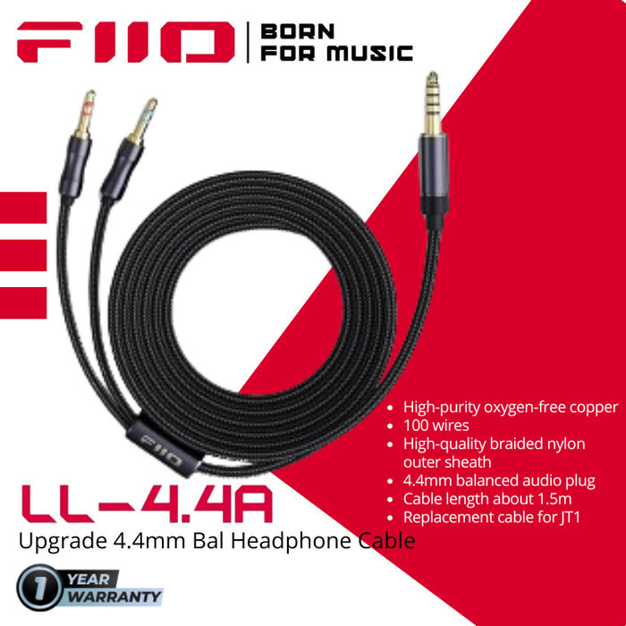 Fiio LL-4.4A/LL 4.4A/LL4.4A ความบริสุทธิ์สูง 4.4 มม. Balanced to Dual 3 ...