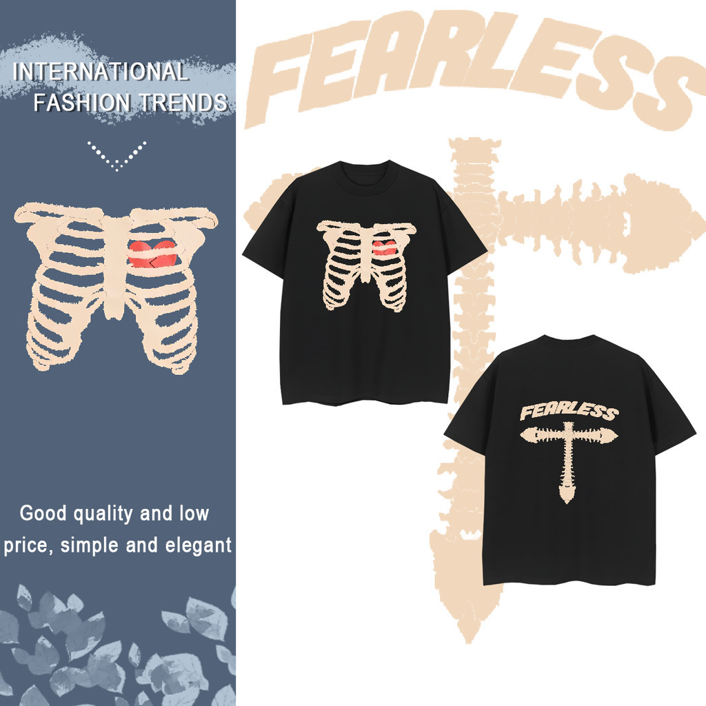 SK SNEAKER X FEARLESS BONE BLACK TEE | Shopee Thailand