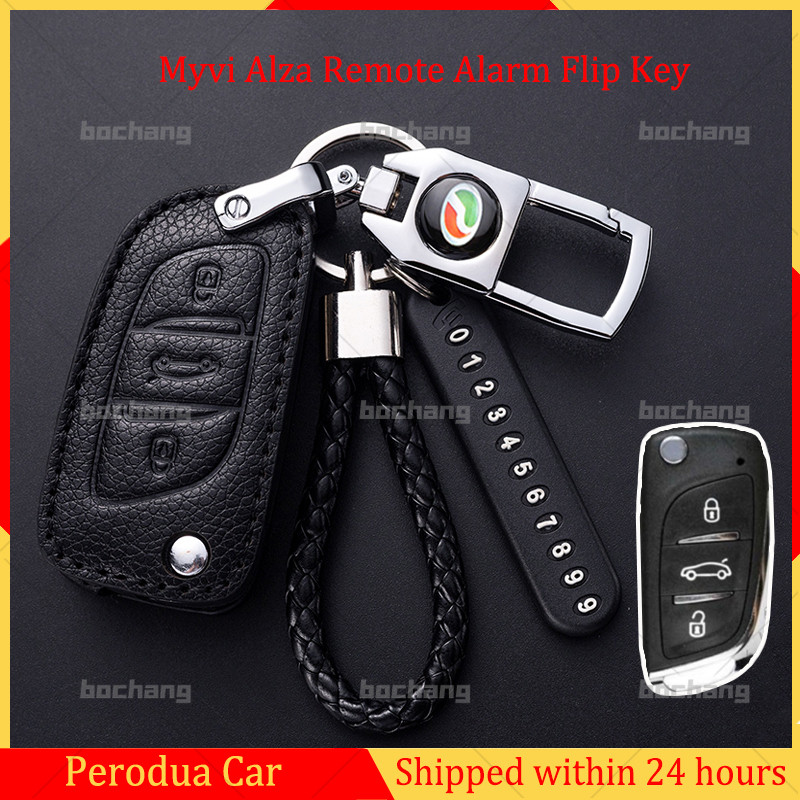 Sarung Kunci สําหรับ Perodua Myvi Alza Remote Alarm Flip Key หนัง Key ...