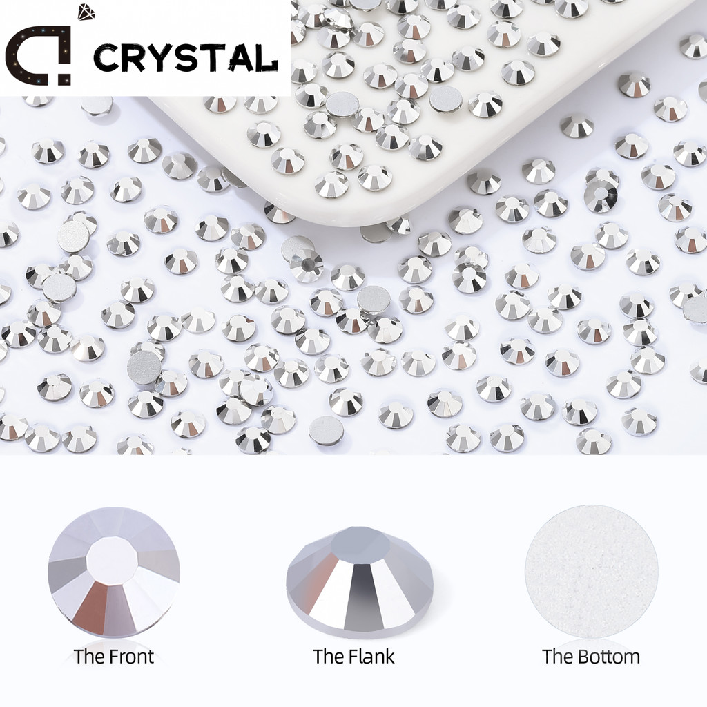 Silver Non Hotfix Rhinestone ด้านหลังแบนกาวสําหรับเสื้อผ้า Diy Transfer ...
