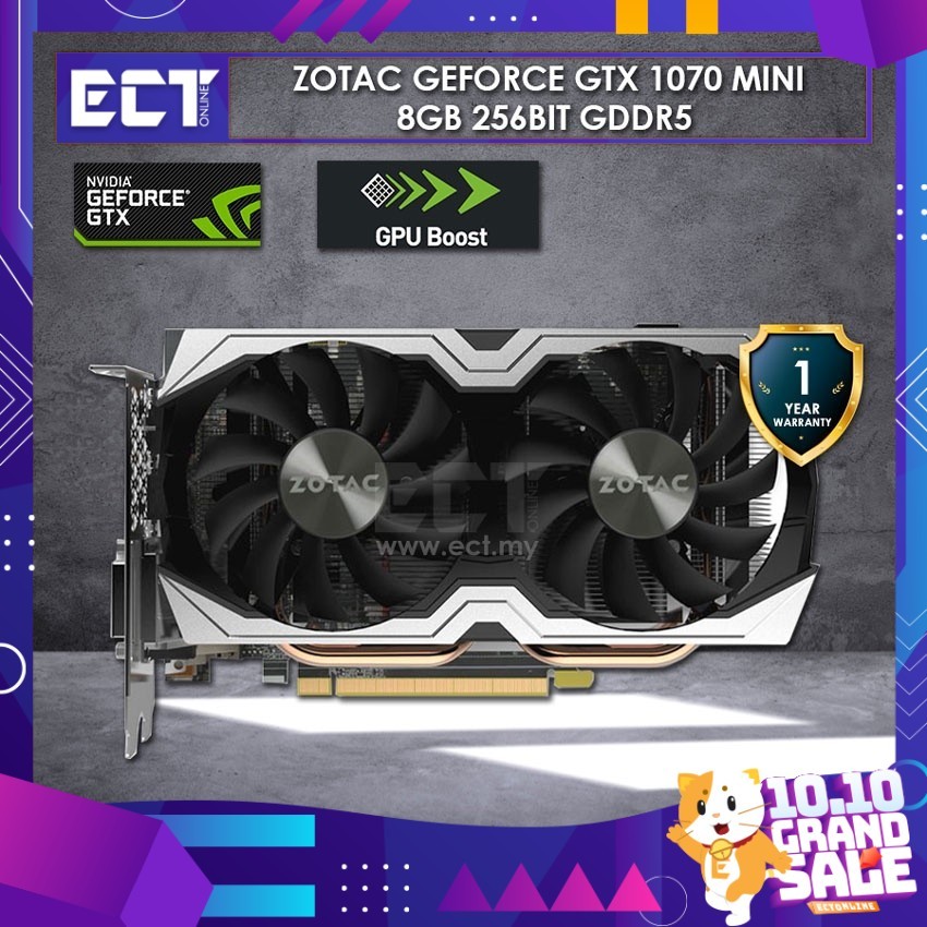 (แพ็คจํานวนมาก) กราฟิกการ์ด Zotac Geforce GTX 1070 Mini Edition 8GB ...