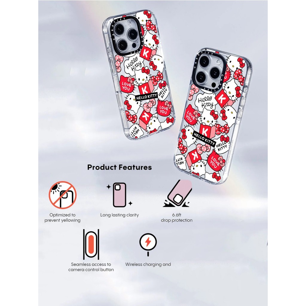 Casetify X HelloKitty LoveYou แม่เหล็กดูดอะคริลิคใสกลับ TPU Edge กรณีเคสโทรศัพท์ Impact สําหรับ ...