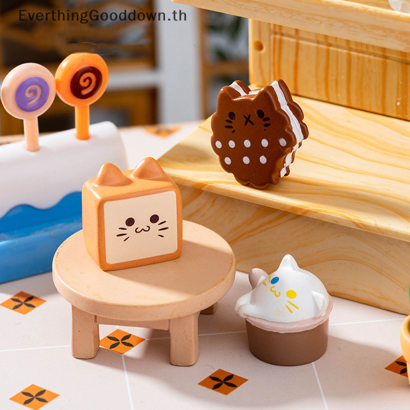 Ever การ์ตูนขนมบิสกิต Burger Cat Micro ภูมิทัศน์เครื่องประดับ Figurine ...