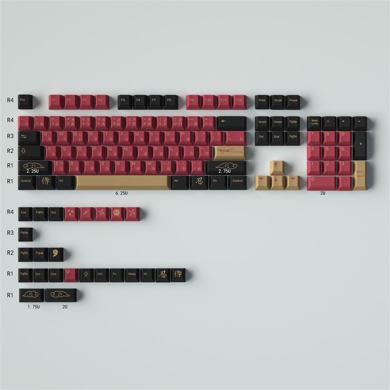 keycap ใส sa keycap ปุ่มกด TikTok GMK Red/Blue Samurai ชุดใหญ่ PBT ...