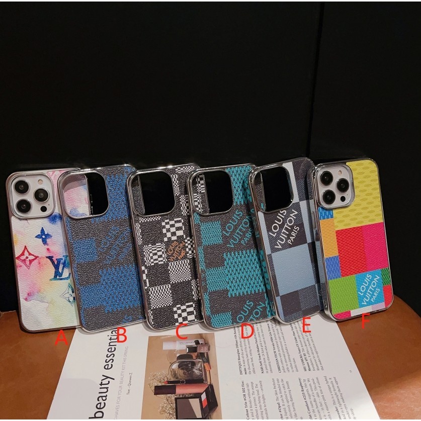 สําหรับ iphone15 promax /14pro/12/14/13PROMAX / Electroplated เงิน LV ตารางสีสันสดใส / เคส ...