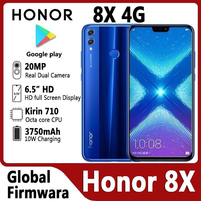 Honor 8X MobilePhone 6.5 นิ้ว 1080x2340p FHD หน้าจอ Kirin 710 EMUI 8.2 ระบบ FingerPrint กลับ 20 ...