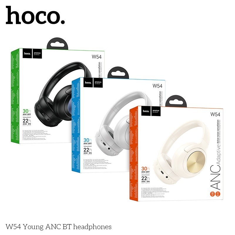 Hoco W54 หูฟังบลูทูธ ตัดเสียงรบกวน ANC รองรับ 2 ระบบ BT 5.4 / Aux 3.5mm ...