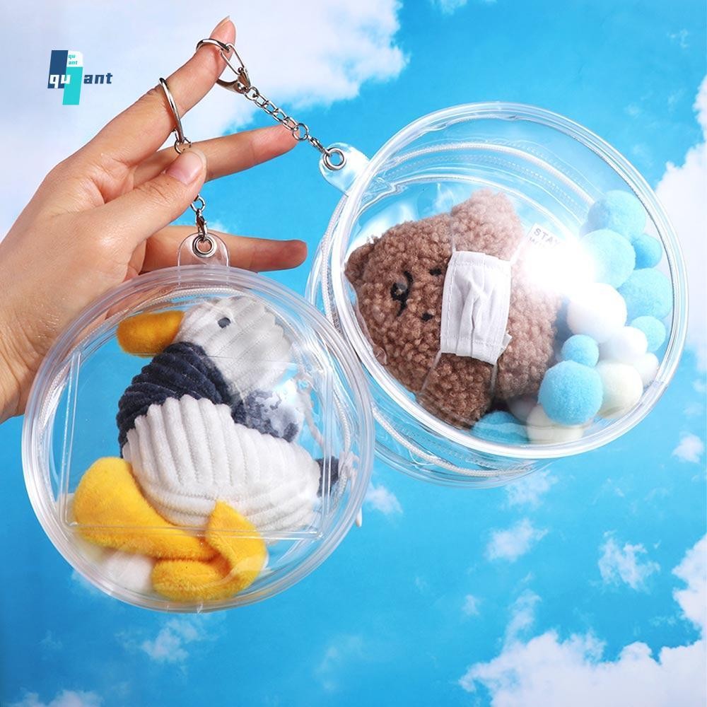 Quantumsky Clear กระเป๋าตุ๊กตากลางแจ้ง, 10 ซม.ตุ๊กตาหลากสี Thicken กระเป๋าเก็บ, Mini Clear ...