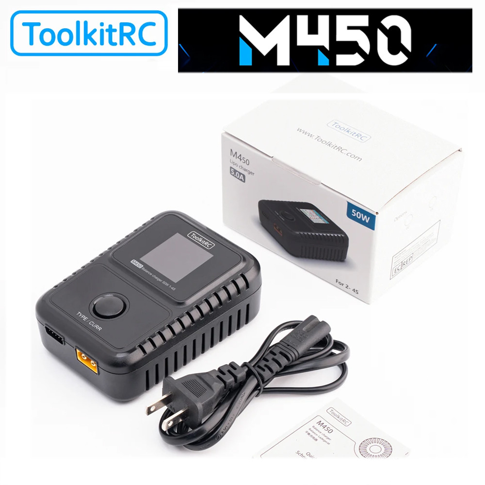 Toolkitrc M450 50W Balance แบตเตอรี่ Charger IPS จอแสดงผลที่มีสีสันเข้ากันได้กับ 1 ~ 4S Lipo ...