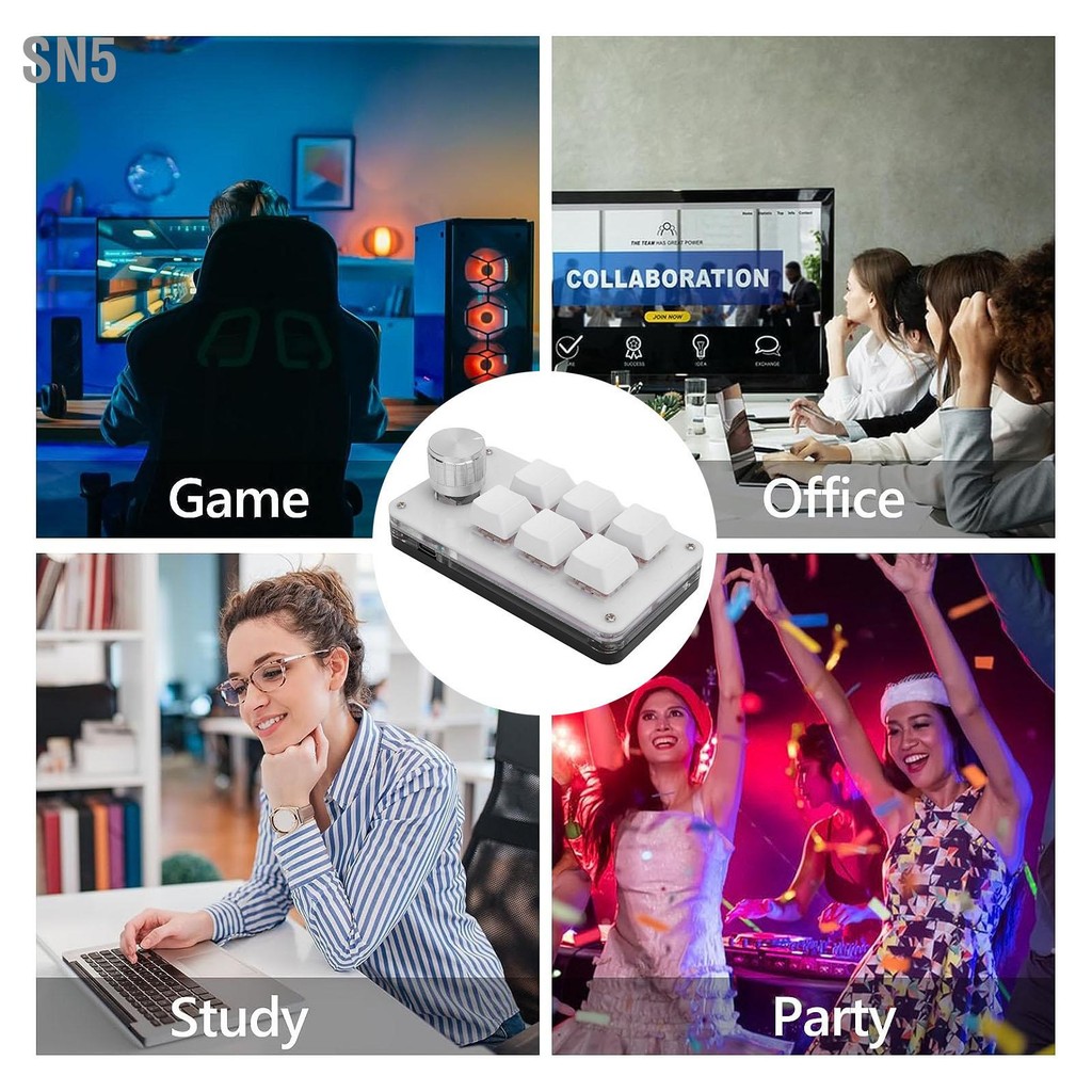 SN5 MINI Macro Mechanical Gaming Keyboard 6 ปุ่ม One Handed USB Type C ...