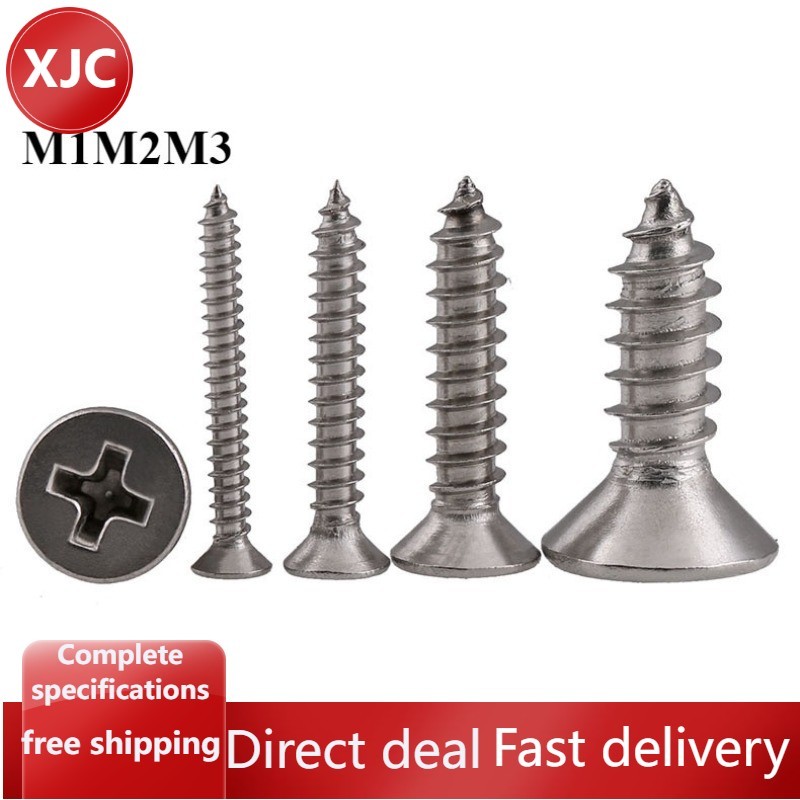 [XC] 304 สแตนเลสสตีล Phillips Countersunk สกรูแตะตัวเอง M1 M2 M3 สกรูแตะตัวเองแบบแบนแบบขยาย KA ...