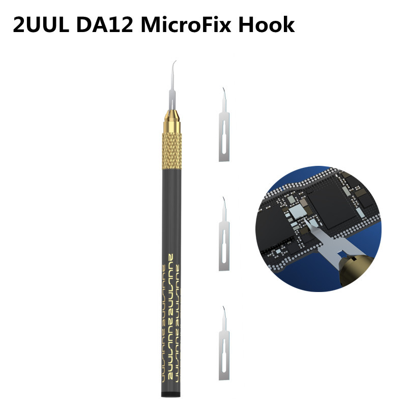 2uul DA12 MicroFix Hook สําหรับโทรศัพท์ PCB Underfill ทําความสะอาด 3 ใบมีด Ultralight คาร์บอนไฟ ...
