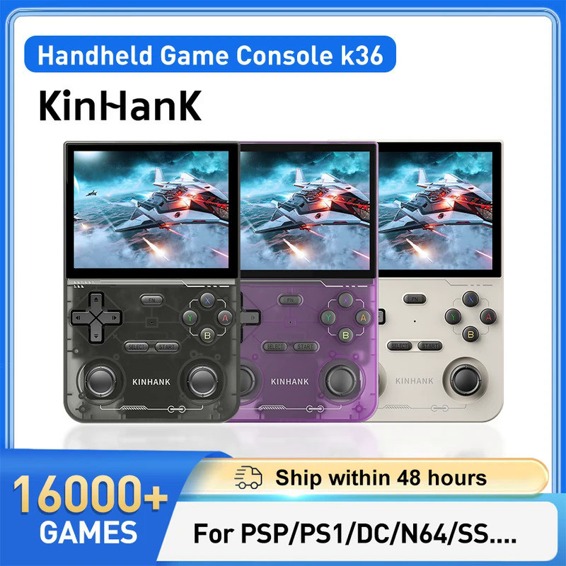 KINHANK Open Source K36 Retro Handheld Video Game Console 16000 Games ...
