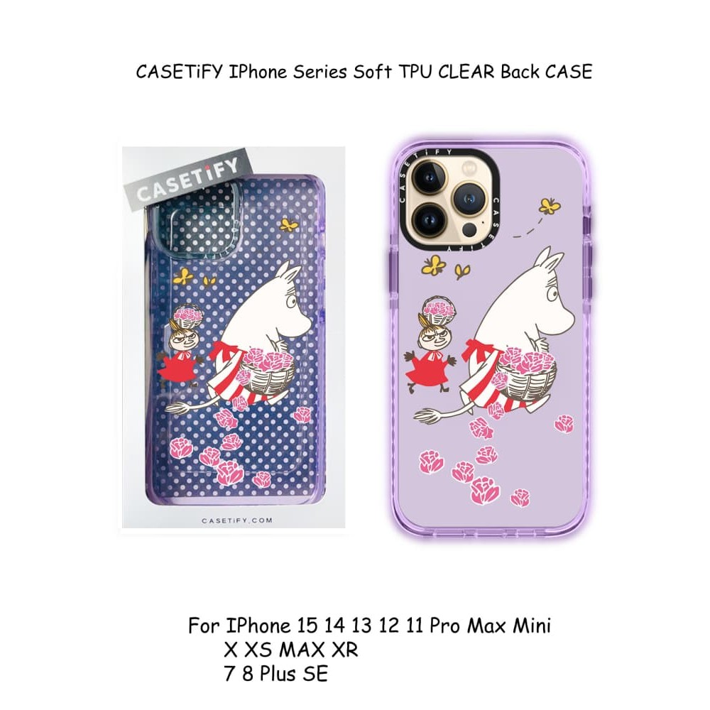 Moomin Pluck ดอกไม้ CASETiFY IPhone Series สีม่วง Soft TPU CLEAR กลับสําหรับ IPhone 16 15 14 13 ...