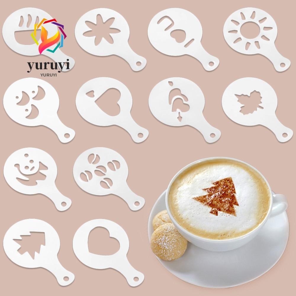 YURUYI 16 ชิ้นกาแฟลายฉลุเค้กตลกครัวเครื่องมือโฟม | Shopee Thailand