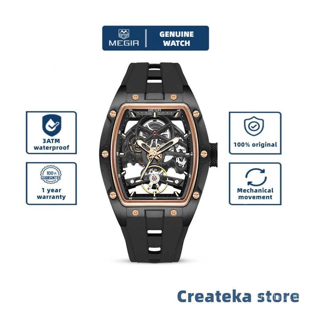 นาฬิกาผู้ชาย กันน้ำ 💖MEGIR 2242💖 กลไกอัตโนมัติอัตโนมัติ แสงยามค่ำคืน ...