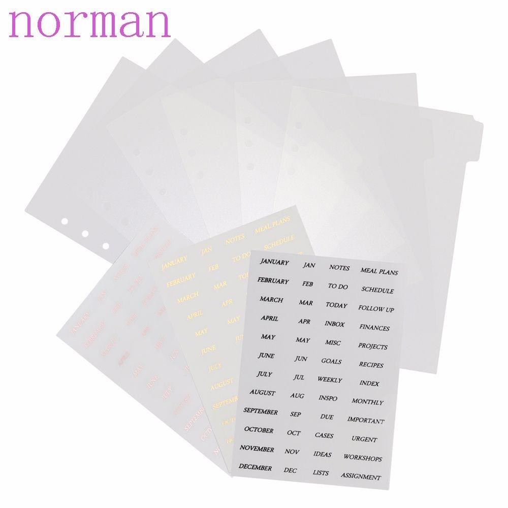 Norman Binder Index Dividers 6 ชิ้น/12 ชิ้น PVC Separator หน้าหลวมสติก ...