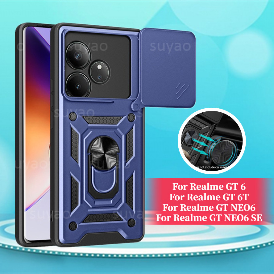 สําหรับrealme GT 6 6T Neo6 SE 2024 5Gเคสโทรศัพท์กันกระแทกเกราะแหวนBracketปลอกHP Real me GT6 T ...