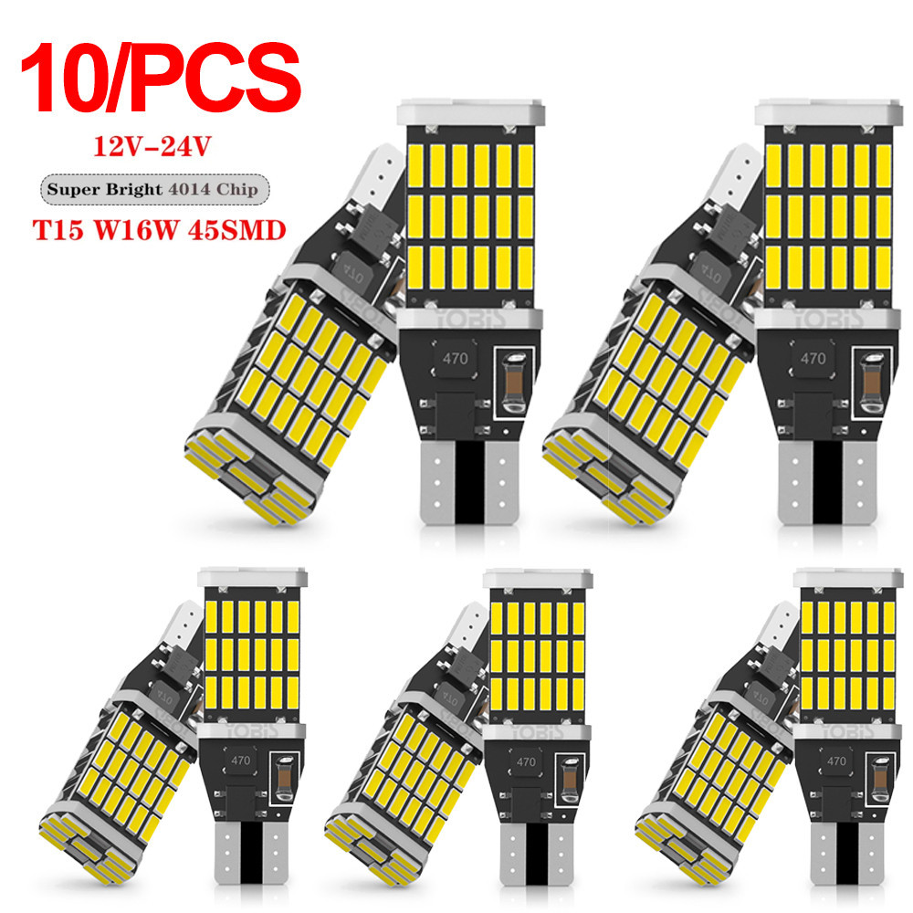 10pcs หลอดไฟ LED t15 w16w 921 912 t16 t10 902 high power 45pcs 4014smd ...
