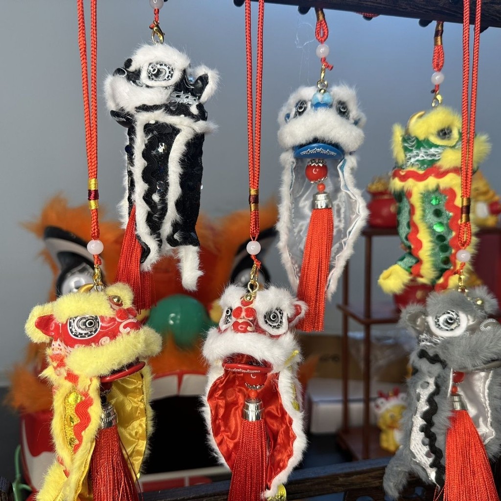 Lion Dance คอนโซลกลางรถ Lion Dance เครื่องประดับจี้จี้ diy Lion Head ...