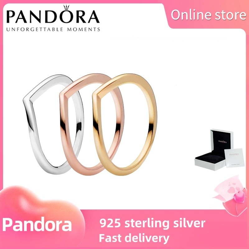 100% แท้ S925เงินแท้ Pandora [186314] แหวนกระดูกสันหลังขัดความปรารถนา ...