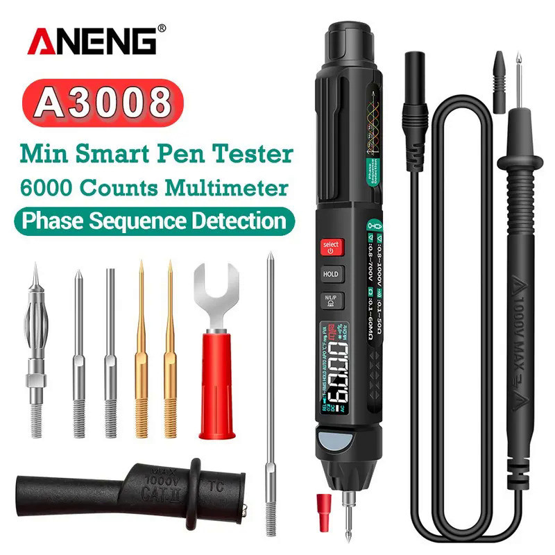 ANENG A3008 Digital Multimeter Test Pen 6000 Counts Auto Intelligent ...