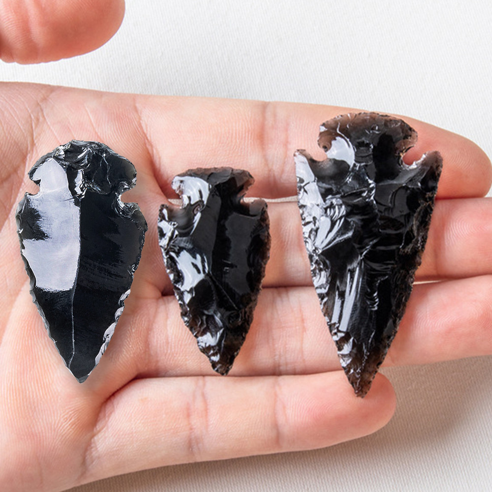 สีดํา Obsidian Arrow Energy หินธรรมชาติ Obsidian Arrow ของขวัญ Reiki ...