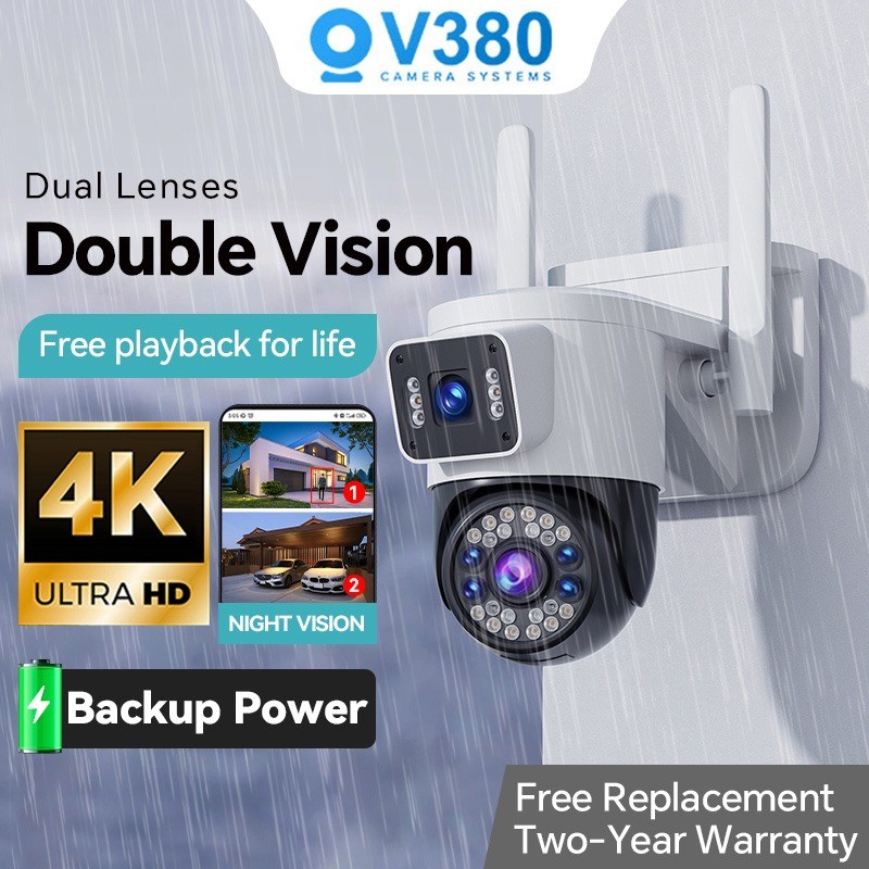 TDLกล้องวงจรปิด Dual Lens เชื่อมต่อกับโทรศัพท์มือถือ 12MP กันน้ำ ...