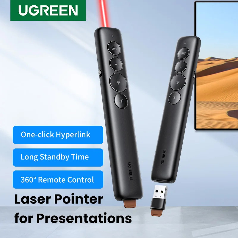 Ugreen Laser Pointer ตัวชี้เลเซอร์มัลติฟังก์ชั่นไร้สาย 2.4G สําหรับการนําเสนอหน้าเปลี่ยนปากกา ...