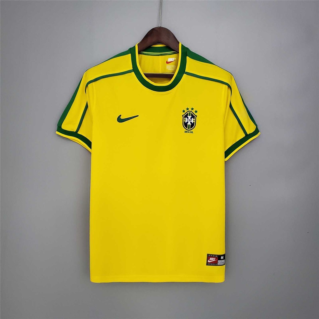 1998 Brazil Home Retro Soccer Jersey Football RONALDO 9 # | Shopee Thailand