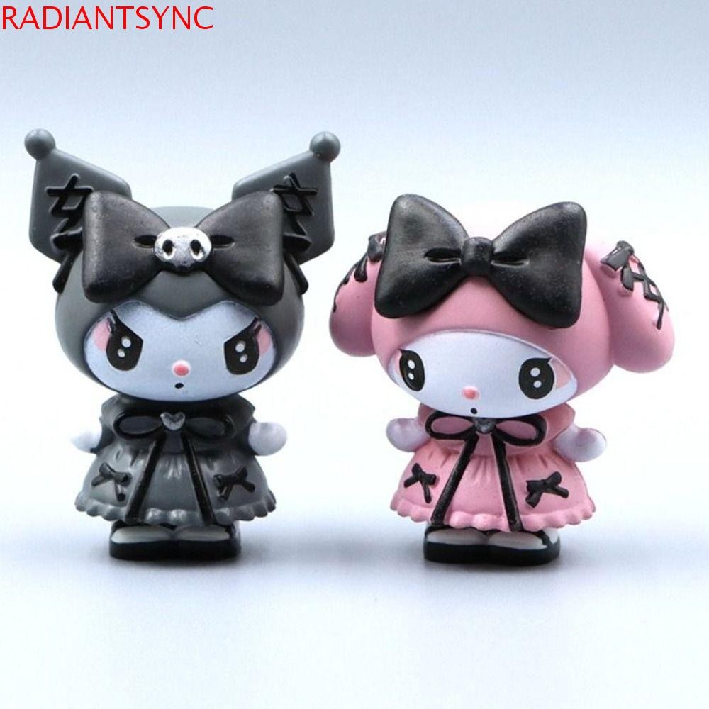 RADIANTSYNC My Melody ตุ๊กตา PVC วัสดุ PVC การ์ตูนสไตล์ Kuromi ตัวเลข, รูปตกแต่ง Miniature ขนาด ...