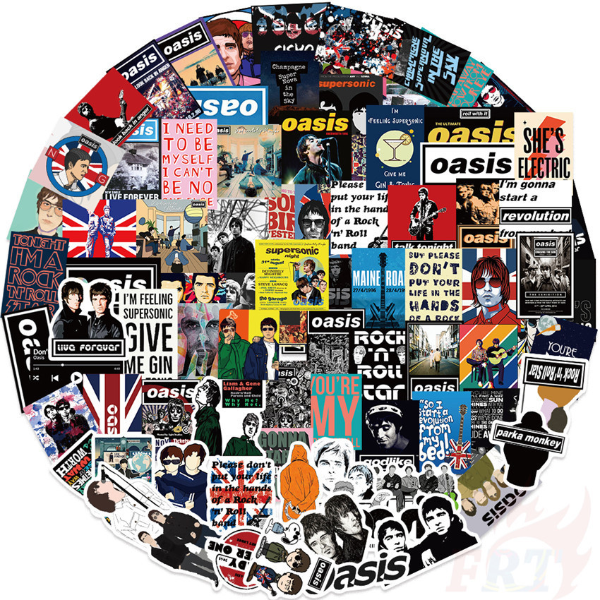 100Pcs/Set Rock Band . Oasis Stickers Waterproof DIY Fashion Doodle ...