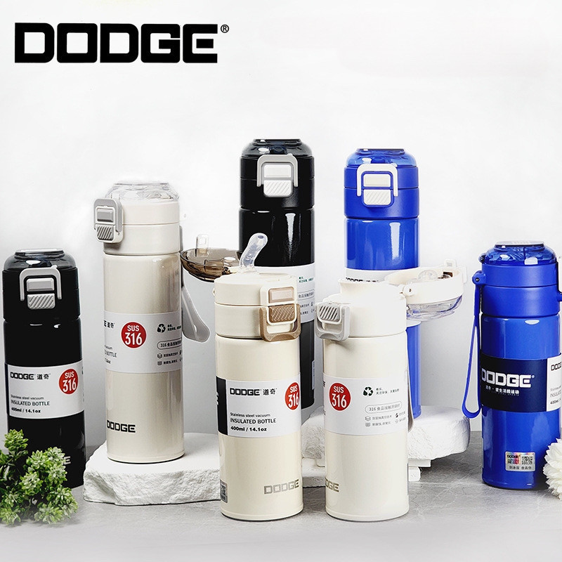 DODGE กระบอกน้ำสแตนเลส SUS316 ขวดน้ำเก็บอุณหภูมิร้อน/เย็น 400ml 500ml ขวดหลอดเด้ง กดดื่ม กระดก ...