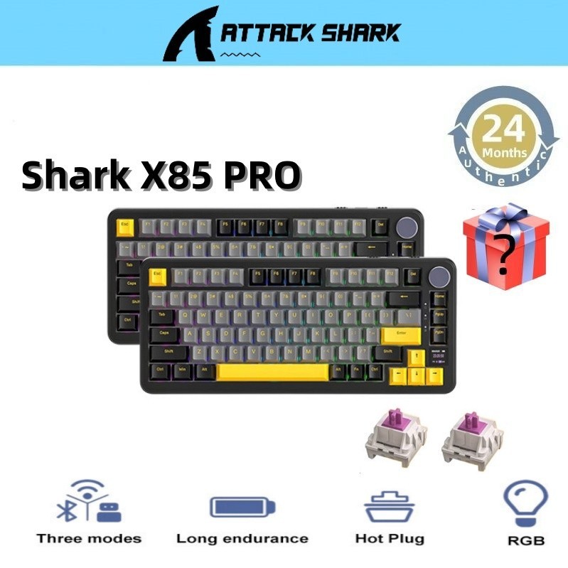 Attack Shark X85 PRO คีย์บอร์ดไร้สายสามโหมด RGB พร้อมจอแสดงผลปลั๊กร้อนแบบกําหนดเอง | Shopee Thailand