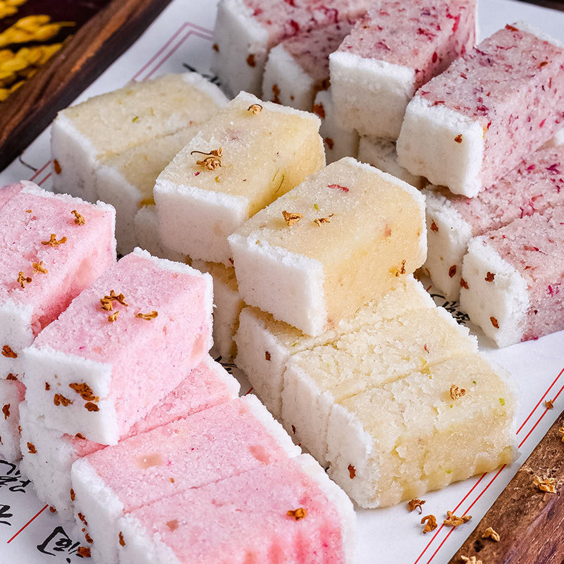 桂花芡实糕八珍糕紫米软糕点孕妇点心早餐零食面包Osmanthus Thickening Cake, Eight Treasures Cake ...