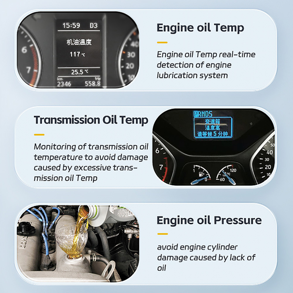 Digital HUD Dual Display Screen OBD2 HUD Transmission Oil Temperature ...