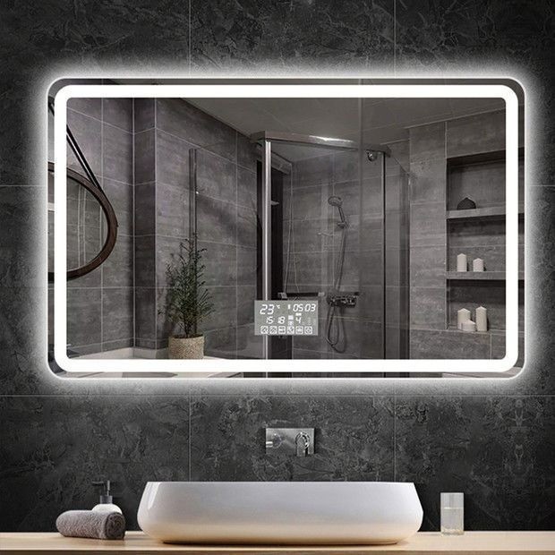 Smart Mirror dual touch screen bathroom mirror+LED anti fog mirror wall ...