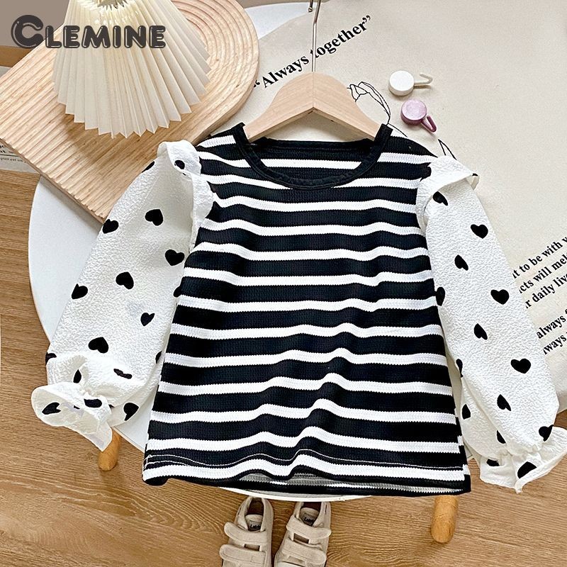 Clemine เสื้อยืดเด็ก, เด็กผู้หญิงแขนยาวด้านบน, ลายรักอเนกประสงค์เสื้อ ...