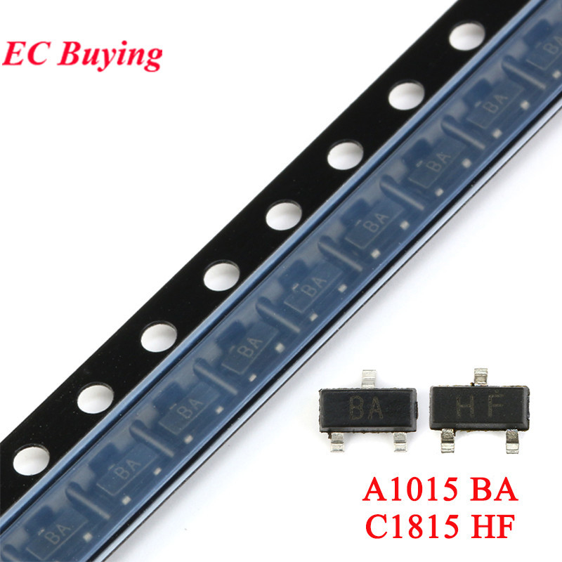100 ชิ้น/ล็อต 2SA1015 A1015 BA 2SC1815 C1815 HF SOT-23 0.15A 50V PNP ...