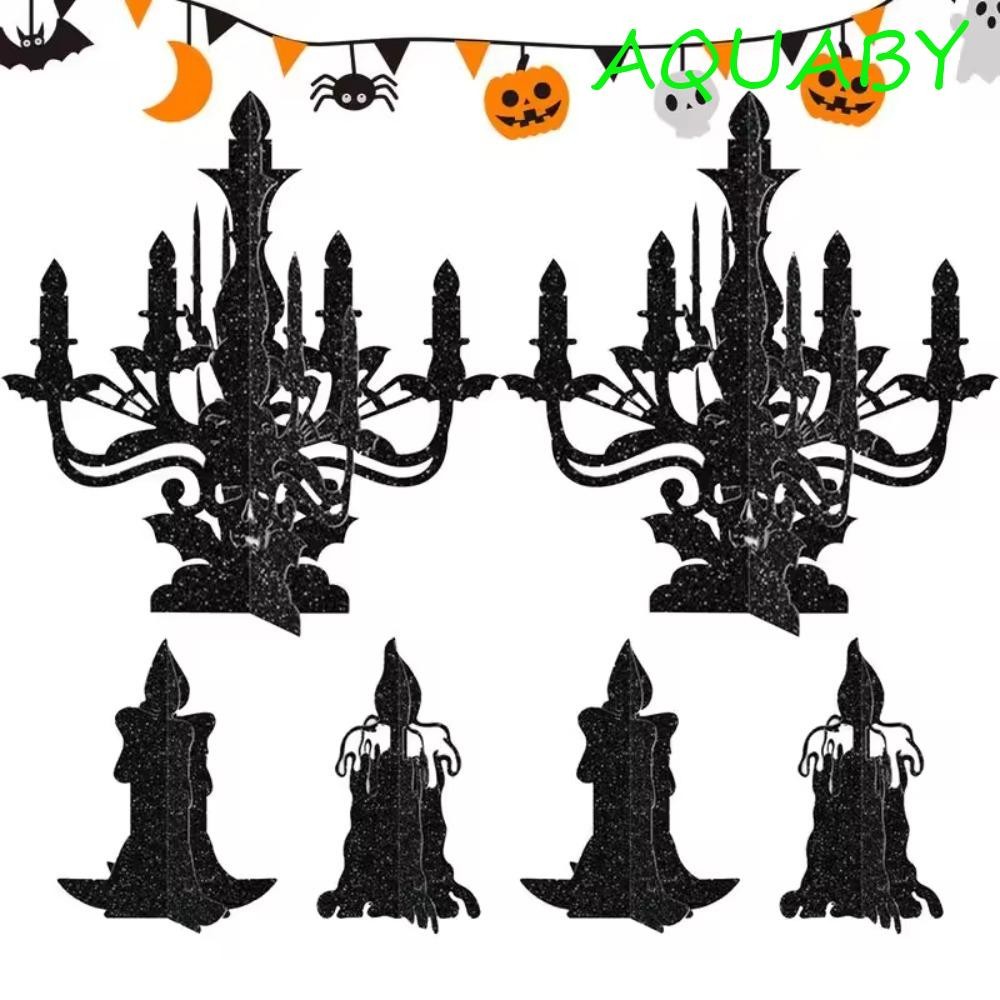 Aquaby 6 ชิ้นเชิงเทียนฮาโลวีน Centerpieces, 3D กระดาษเทียนขาตั้ง ...