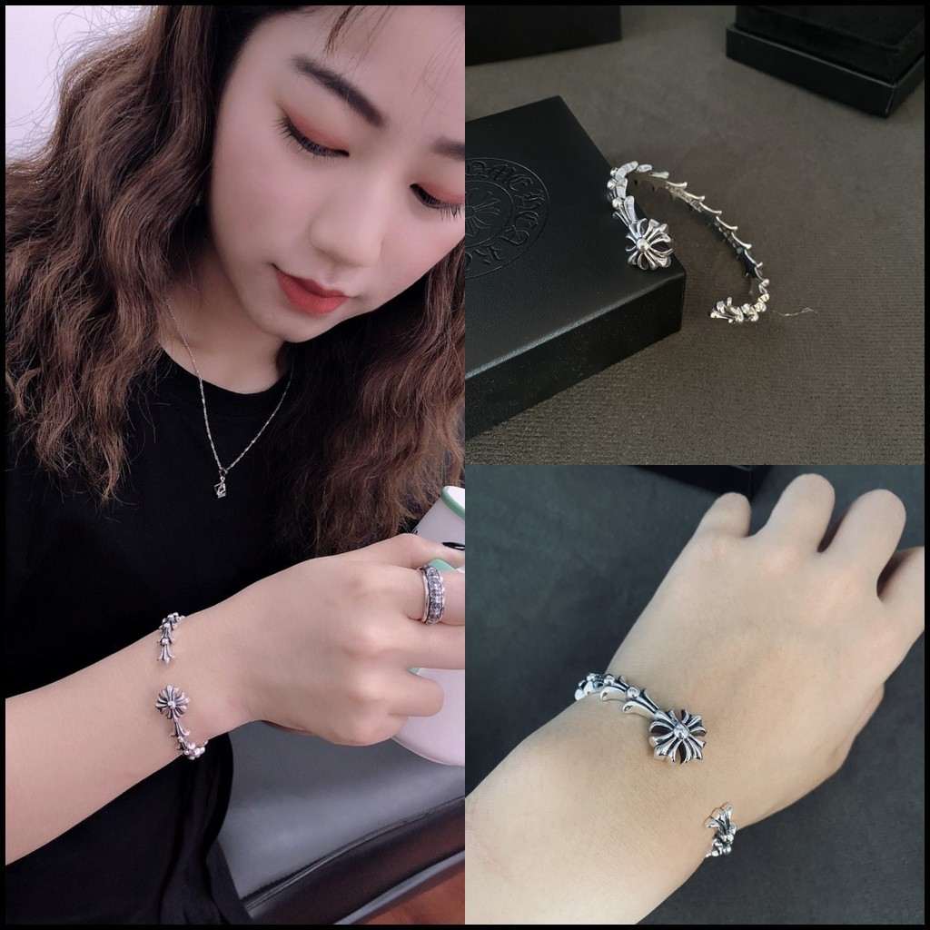 CH Cross Phoenix Tail สร้อยข้อมือ Retro Punk Gothic Rock Fishbone เปิด ...