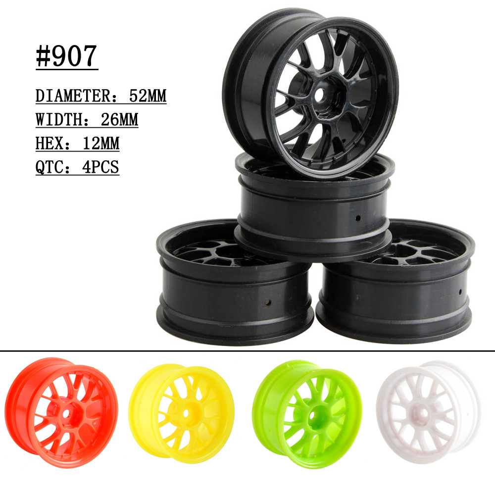 RC 4pcs Wheel Plastic Rim offset 3mm For 1:10 On-Road Car Tires 907 ...