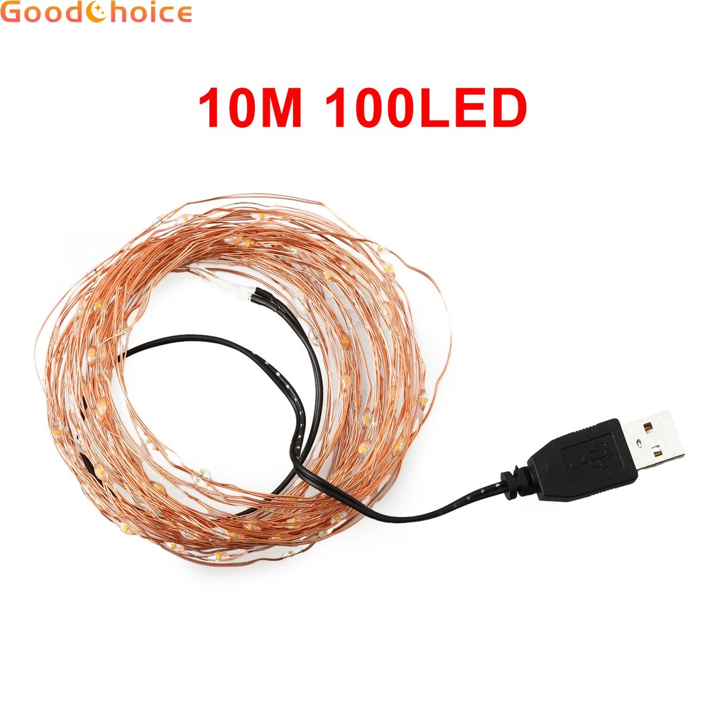 [ดี]สายไฟทองแดง 10 ม. 100LED สายไฟนางฟ้าไฟปาร์ตี้คริสต์มาสตกแต่งปลั๊ก USB | Shopee Thailand