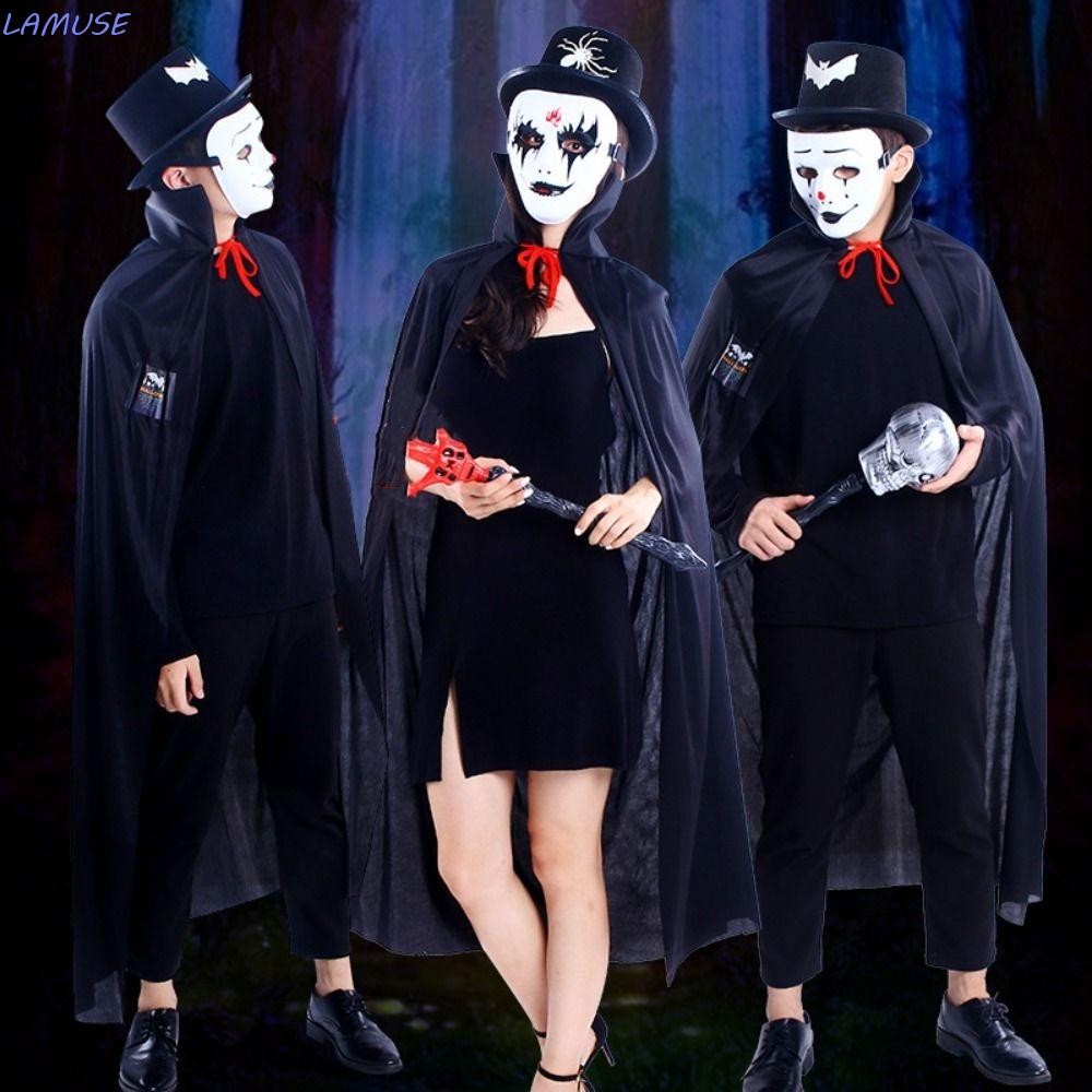 Lamuse ฮาโลวีนเครื่องแต่งกาย Cape, Luminous Stand Collar Grim Reaper ...