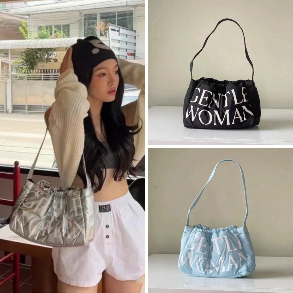 Gentlewoman Dumpling Bun 24 Candy Color Letter พิมพ์ Drawstring ไหล่ ...