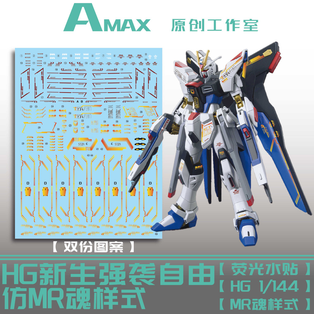 Amax HG 1/144 Strike Freedom MR Soul 20th Anniversary Ver. รูปลอกสไลด์น้ํา ประเภทฟลูออโอ ...