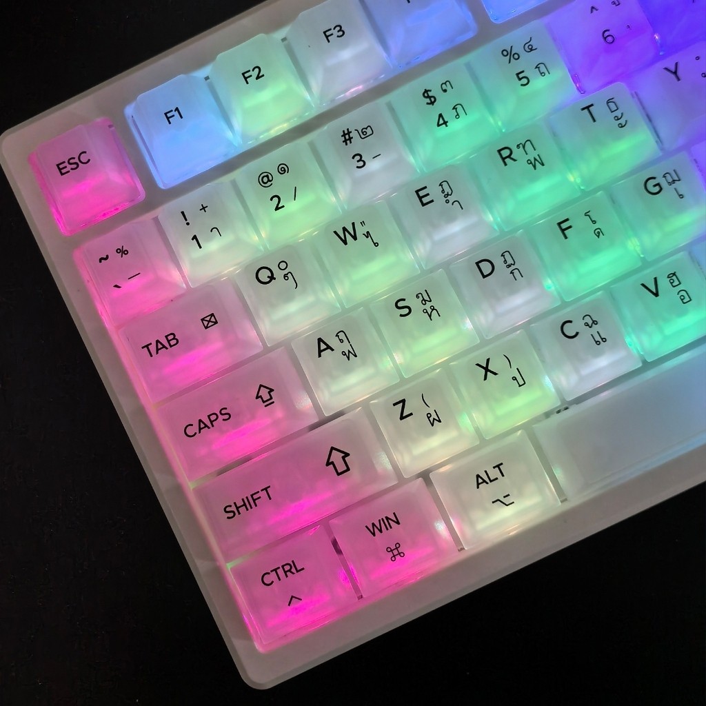 Thai/รัสเซีย/เกาหลี/อังกฤษ122 คีย์ Milky White Keycap Frosted Fog ...