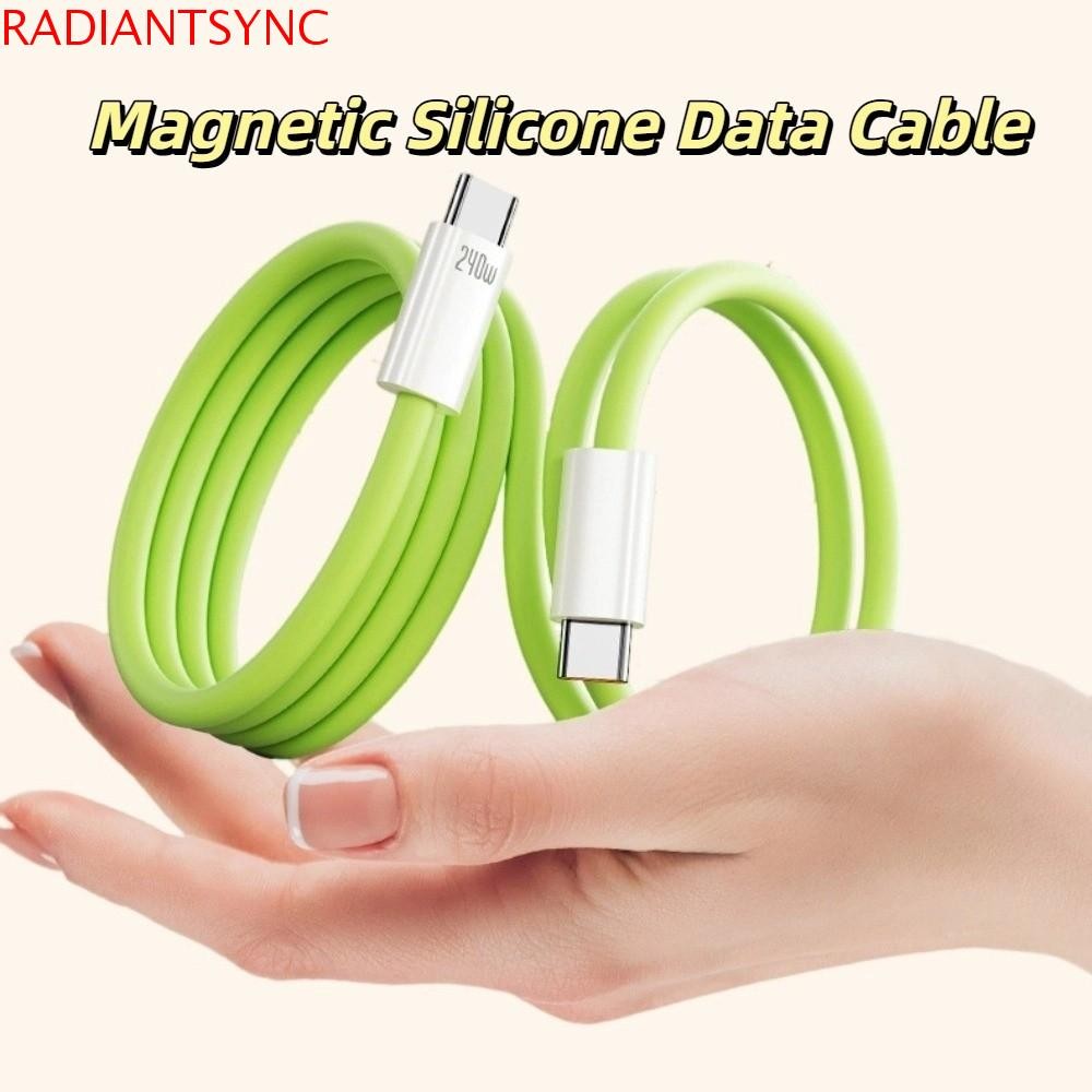 RADIANTSYNC Type C สายเคเบิลข้อมูลซิลิโคน, แม่เหล็กอัตโนมัติประเภท C ถึง Type C โทรศัพท์สาย ...